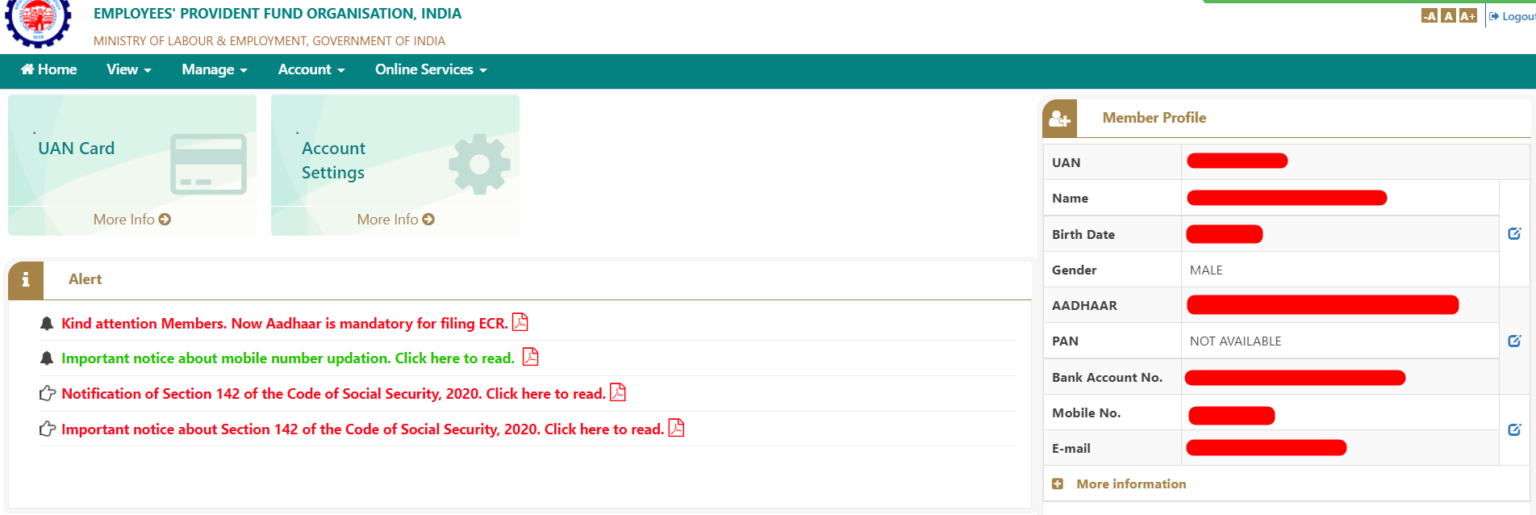 UAN Login Portal | EPFO Member
