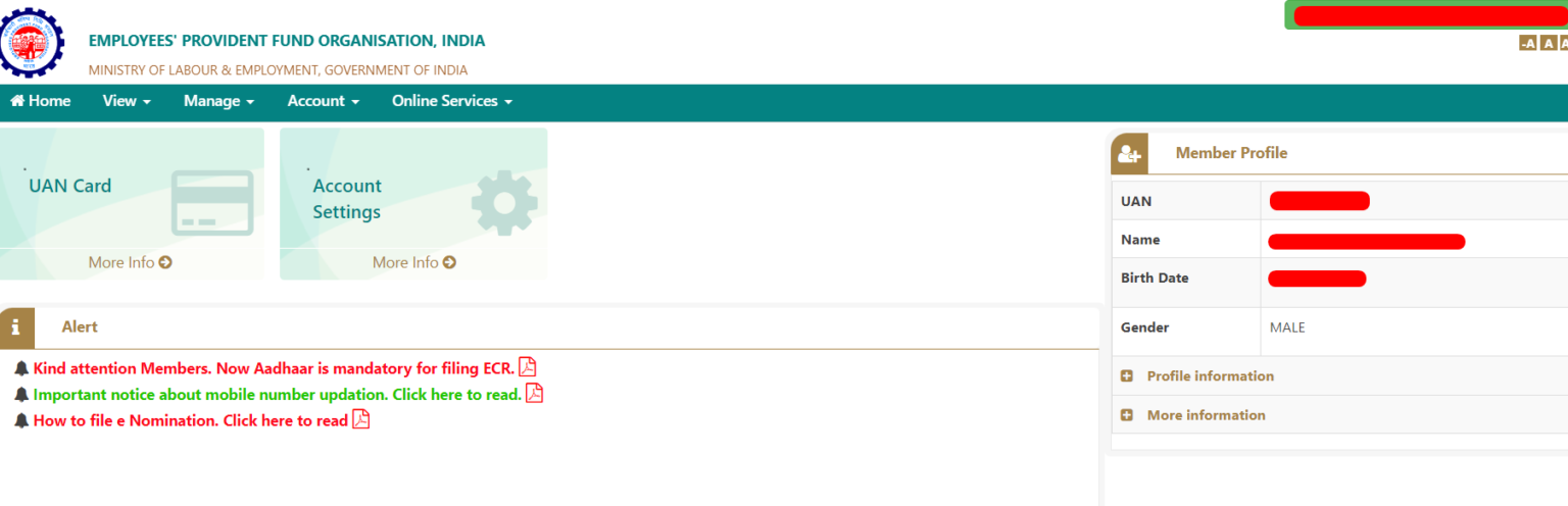 EPFO Member Portal – UAN Login, Password and Profile Update – EPF Guide