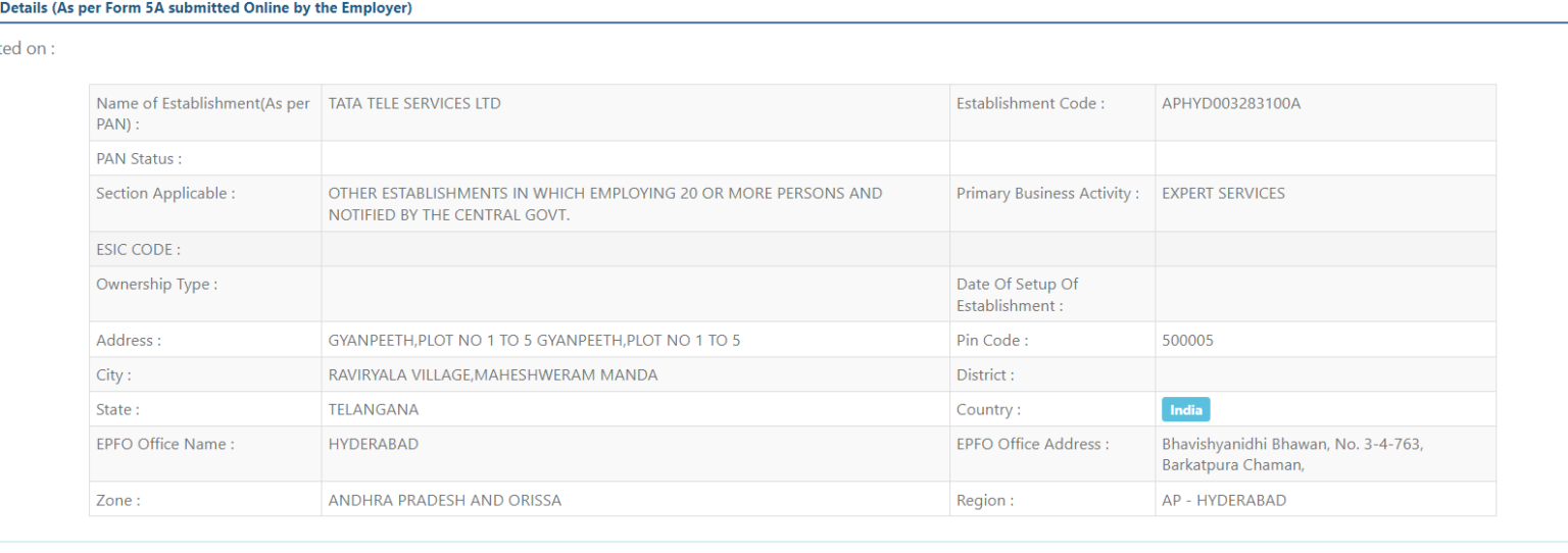 EPFO Establishment Search | Find PF Company Code