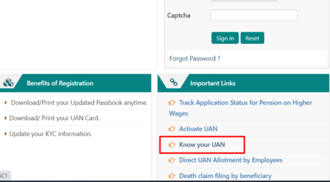Know your PF UAN number Online